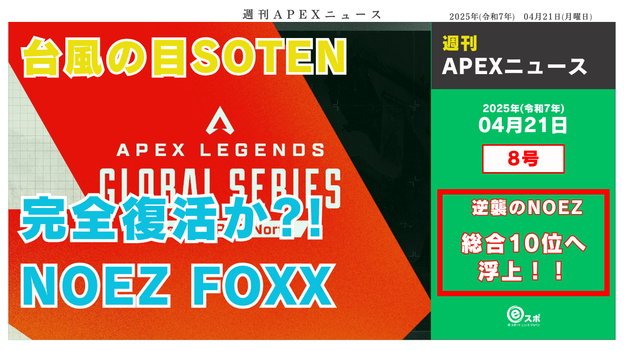 【週刊APEX】『覚醒のNOEZ FOXX、PQ組の存在感』波乱のALGS Year5 Split1 プロリーグ。 - eスポーツニュースジャパン 「eスポ」